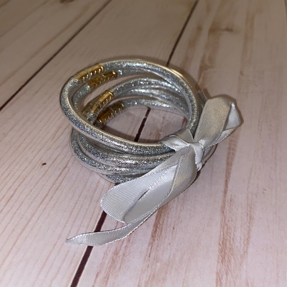 Accessories | Little Girls Clear Plastic Sliver Glitter Bracelets ...